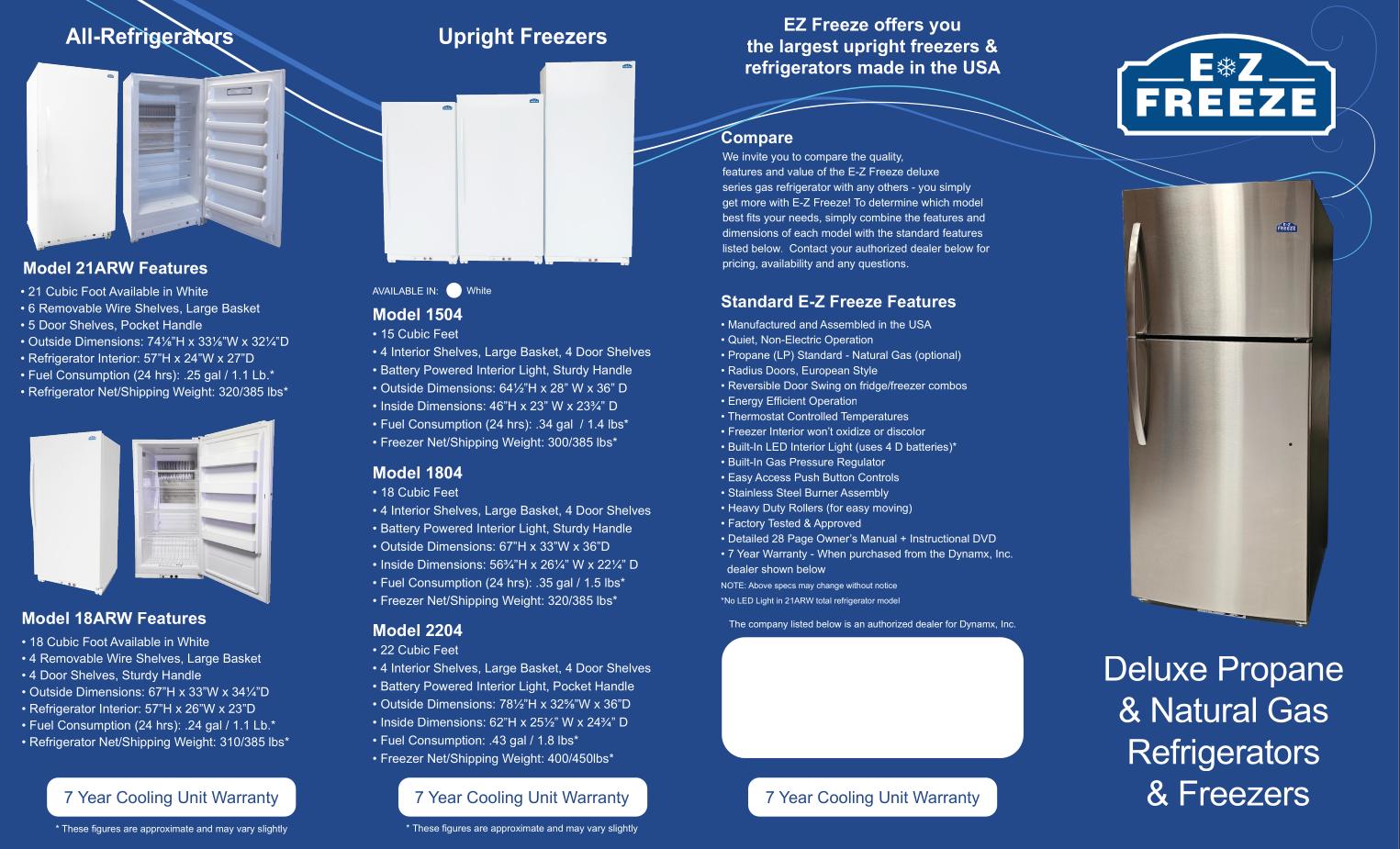 EZ Freeze 22 Cu. Ft. Upright Propane Gas Freezer